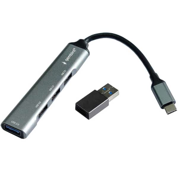 UHB-U3P4-05, 4 port HUB, Type C + USB 3.0 Aluminijum