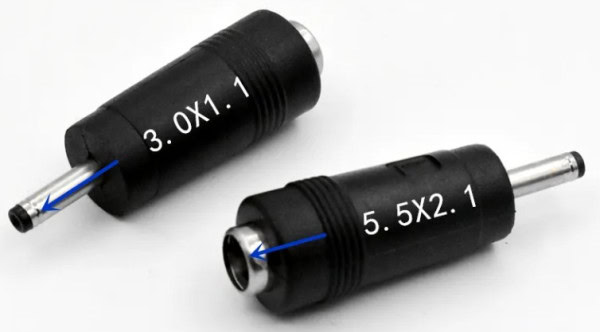 NPC-5.5×2.5mm 3.0×1.1mm DC to DC 20V Connector Black (L)