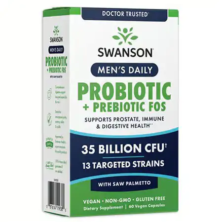 Swanson Men’s Daily Probiotic + Prebiotic FOS (Probiotik + FOS Prebiotik za Muškarce)