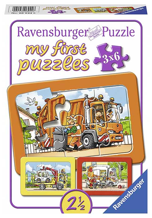 Ravensburger Moje prve puzle 3x6 - Ðubretarac, hitna pomoć i šlep služba 06944