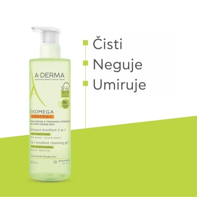 A-DERMA Exomega control penušavi gel 2 u 1 500 ml