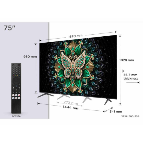 Televizor TCL 75C6K/MiniLED-QLED/75"/4K UHD/144Hz/Google TV/crna