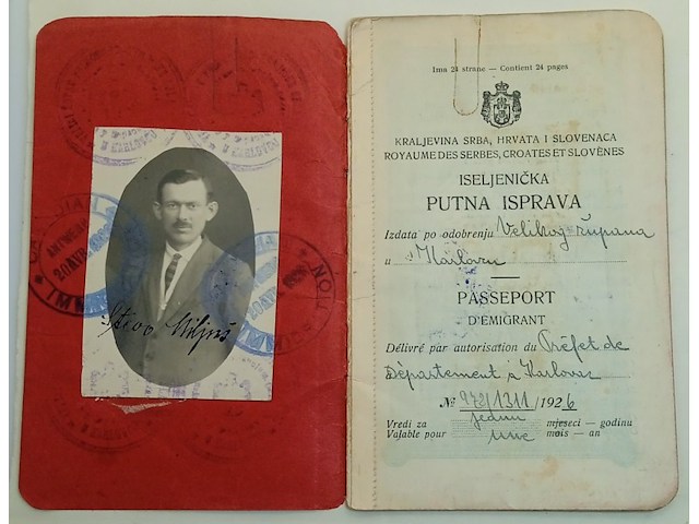 Kralj.SHS-Iseljenički pasoš-Karlovci-Kanada 1928.