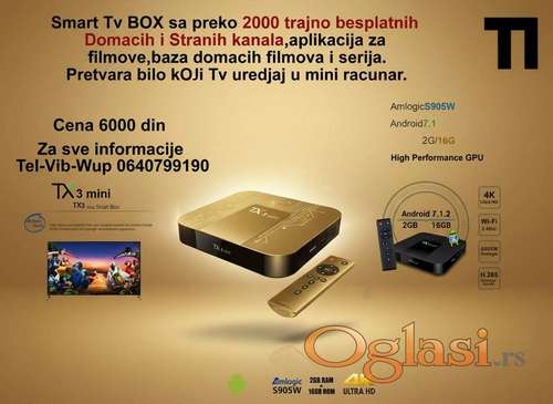Tv boks sa preko par hilj besplatnih tv kanala