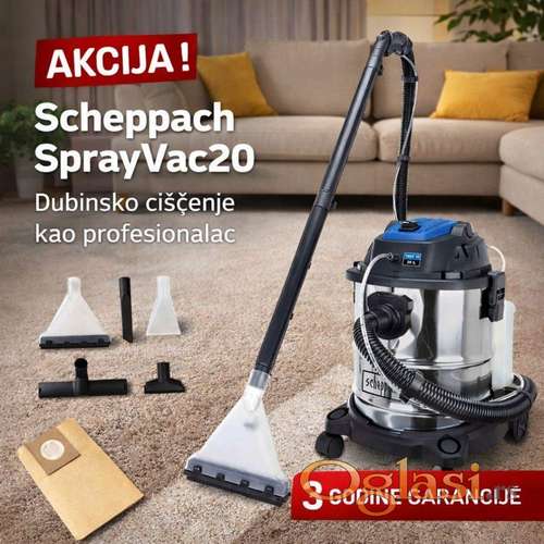 Scheppach SprayVac20 – 5-u-1 Usisivač za Dubinsko Čišćenje | 1600 W