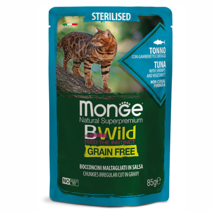 Monge Bwild: Sos za sterilisane mačke Sterilised Grain Free, 85 gr