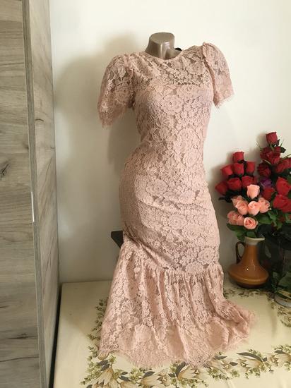 Zara roze midi cipkana haljina XS