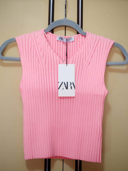 Zara roza rebrasta bluza s - m