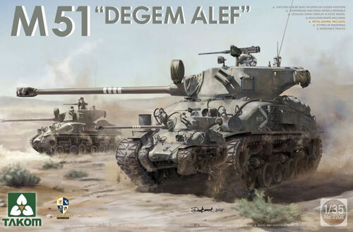 NEW! Takom 2207W Sherman Two Box - M4A1(76W) VVSS Late Production & M51 "Degem Alef" & US Army 1/4 ton Utility Truck & MP Figure