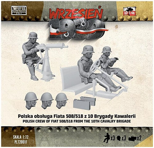 NEW! First to Fight PL72001F Polska Obsługa Fiata 508/518 z 10 Brygady Kawalerii (3 Figurki)