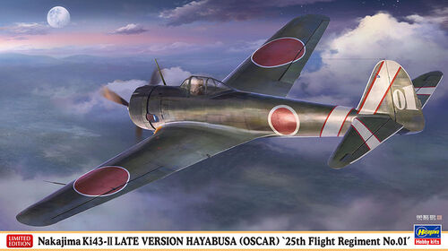 NEW! Hasegawa 07553 Nakajima Ki-43 II Late Version Hayabusa (Oscar) - 25th Flight Regiment No.01