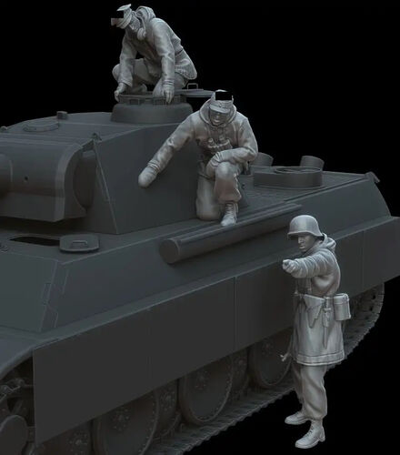 NEW! White Stork Miniatures F72160 Panther Crew on Recon (3 Figures)