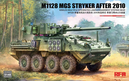 Rye Field Model RM-5148 M1128 MGS Stryker After 2010 with 3D Printed Gun Barrel w/ MILES (Multiple Integrated Laser Engagement System) Gear