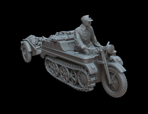 NEW! White Stork Miniatures M72016 Kettenkraftrad with a Trailer (3D-Printed)