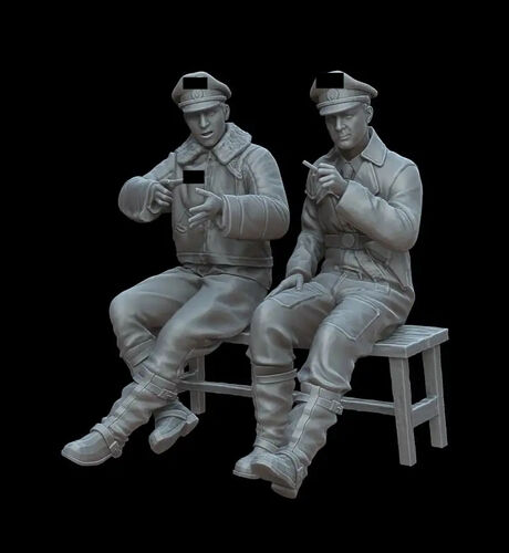 NEW! White Stork Miniatures F72162 German Pilots on The Bench (2 Figures / 3D-Printed)