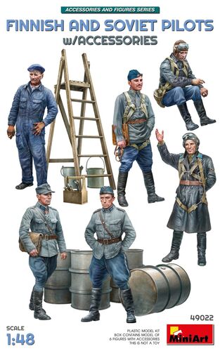 NEW! MiniArt 49022 Finnish and Soviet WWII Pilots with Accessories (6 Figures)