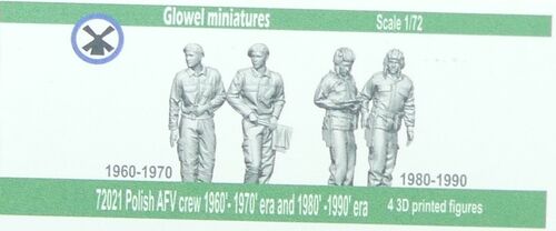 Glowel Miniatures 72021 Polish AFV Crew 1960'-1970' Era And 1980'-1990' Era (3D Printed, 4 Figures)