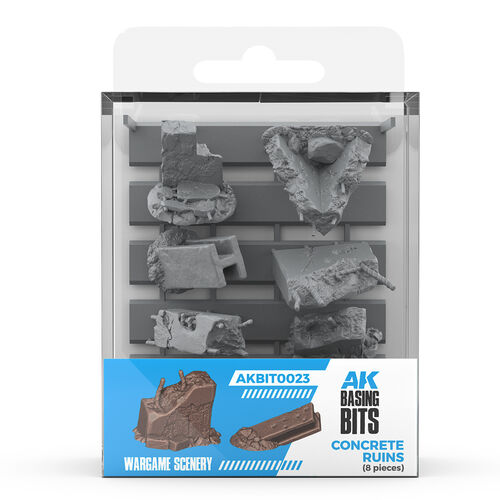 NEW! AK-Interactive AKBIT0023 Concrete Ruins - Basing Bits (3D-Printed / 8 pcs)