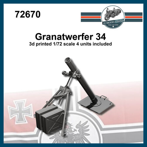 FC ModelTrend 72670 German WWII Mortar Granatwerfer 34 (4 pcs / 3D-Printed)
