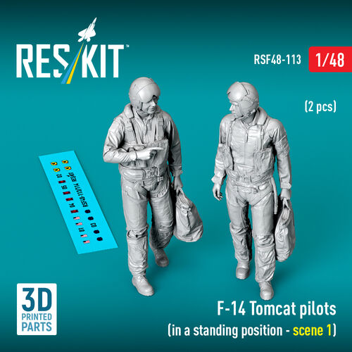 RES/KIT F48-0113 Grumman F-14 Tomcat - Pilots in Standing Position Scene 1 (2 Figures/ 3D-Printed)