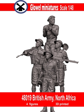 Glowel Miniatures 48019 British Army, North Africa (4 Figures, 3D Printed)