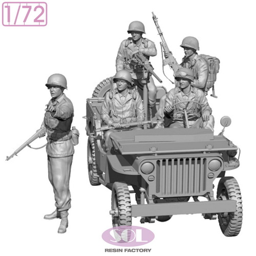 NEW! SOLMODEL MM993 US WWII Infantry and Military Police in 1/4 ton Truck (5 Figures / 3D-Printed)