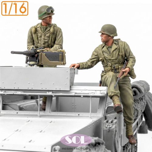 NEW! SOLMODEL MM998 US WWII Army Crew & M2 cal.50 for M3A1 (2 Figures / 3D-Printed)