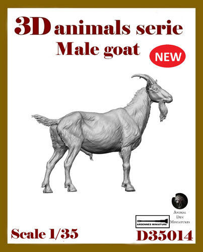 Ardennes Miniature D35014 Male Goat - 3D Animal Series (1 Figure)