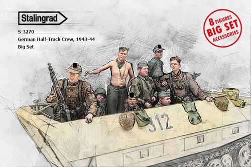 NEW! Stalingrad 3270 German Half-track Crew Big Set (1943-1944 / 8 Figures)