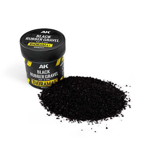 NEW! AK-Interactive 8311 Black Rubber Gravel 0,8-2 mm