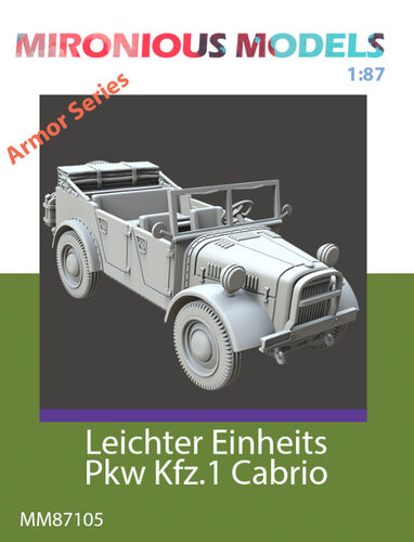 NEW! Mironious Models 87105 Leichter Einheits-Pkw Kfz.1 Cabrio (3D-Printed)
