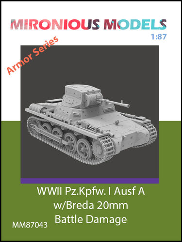 Mironious Models 87043 Pz.Kpfw. I Ausf A with Breda 20 mm Gun - Battle Damage