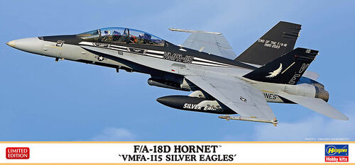 NEW! Hasegawa 02497 McDonnell Douglas F/A-18 D Hornet - VMFA-115 Silver Eagles