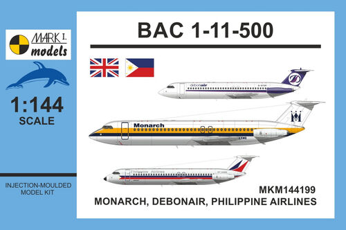 NEW! Mark I Models 144199 BAC 1-11-500 - Monarch / Debonair and Philippine Airlines