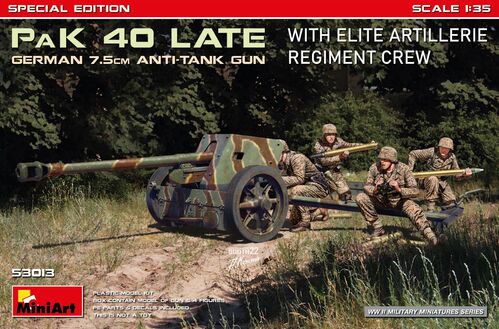 NEW! MiniArt 53013 German 7.5 PaK 40 Late with Elite Artillerie Regiment Crew - Special Edition