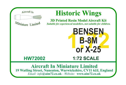 Aircraft In Miniature Ltd HW-72002 Bensen B-8M / X-25A autogiro (1968)