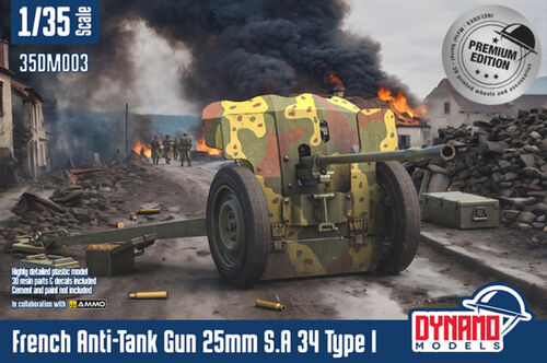 Dynamo-Models 35DM003P French Anti-Tank Gun 25mm S.A 34 Type I Premium Version (3D-Printed)