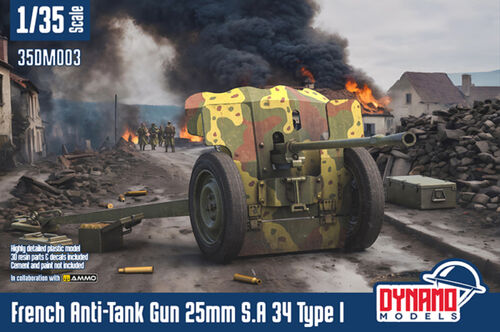 Dynamo-Models 35DM003 French Anti-Tank Gun 25mm S.A 34 Type I Standard Version (3D-Printed)