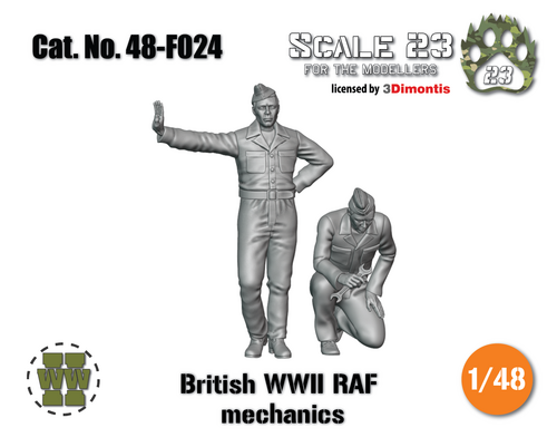 Scale23 48-F024 British WWII RAF Mechanics (3D-Printed)