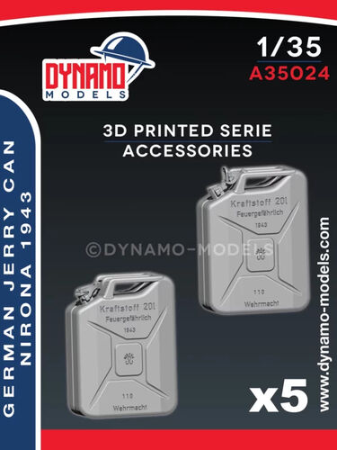 Dynamo-Models A35024 German WWII Jerry Can - Nirona 1943 (5x open cap & 5x closed cap / 3D-Printed)