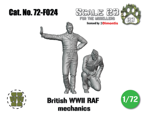 Scale23 72-F024 British WWII RAF Mechanics (3D-Printed)