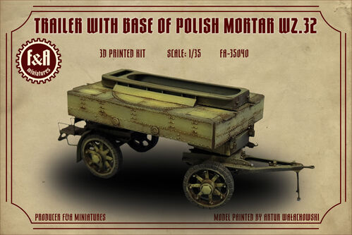 F&A Miniatures 35040 Przyczepa z Podstawą od Moździerza wz.32 220 mm (3D-Printed)