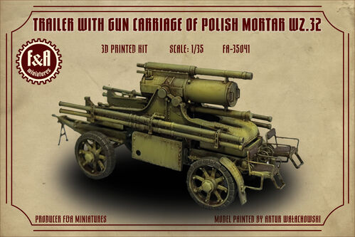 F&A Miniatures 35041 Przyczepa z Łożem od Moździerza wz.32 220 mm (3D-Printed)