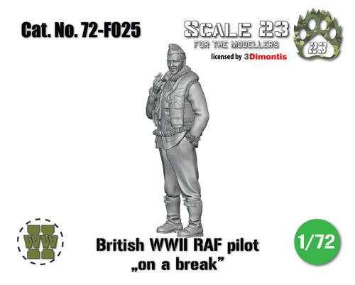 Scale23 72-F025 British WWII RAF Pilot "on a Break" (3D-Printed)