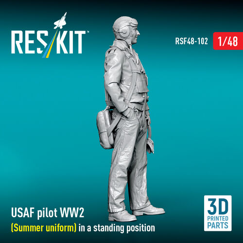 RES/KIT F48-0102 USAF WW2 Pilot (Summer Uniform) in Standing Position (3D-Printed)