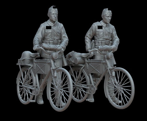 White Stork Miniatures F72154 German Soldiers with Bicycles (2 Figures / 3D-Printed)