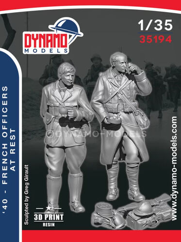 NEW! Dynamo-Models 35194 French 1940 Officers at Rest Set (2 Figures / 3D-Printed)