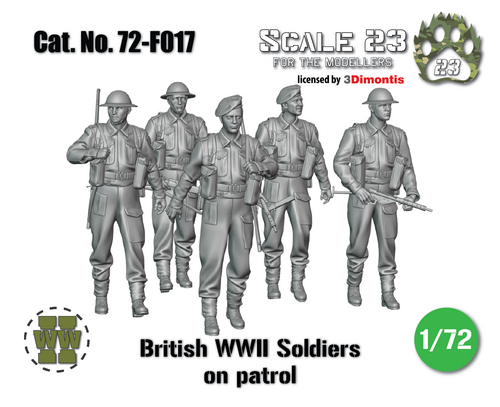 Scale23 72-F017 British WWII Soldiers on Patrol (3D-Printed)