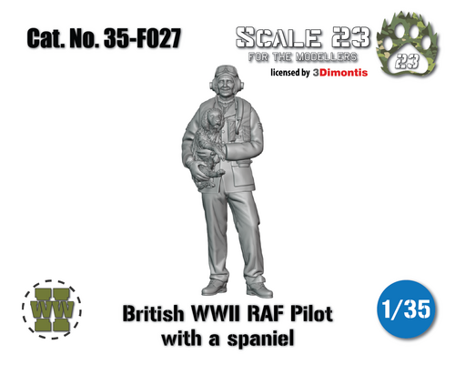 Scale23 35-F027 British WWII RAF Pilot with a Spaniel (3D-Printed)