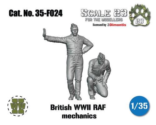 Scale23 35-F024 British WWII RAF Mechanics (3D-Printed)